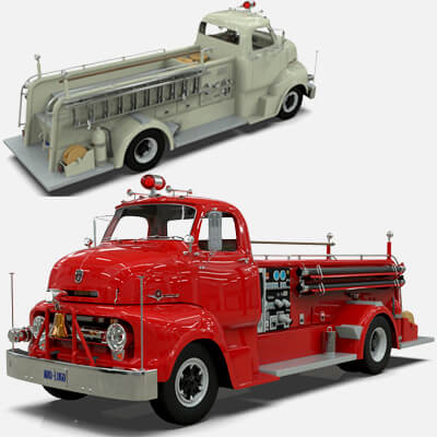 Vintage COE Firetruck with Complete Firefighting Equipment 3 - 3D Model ...