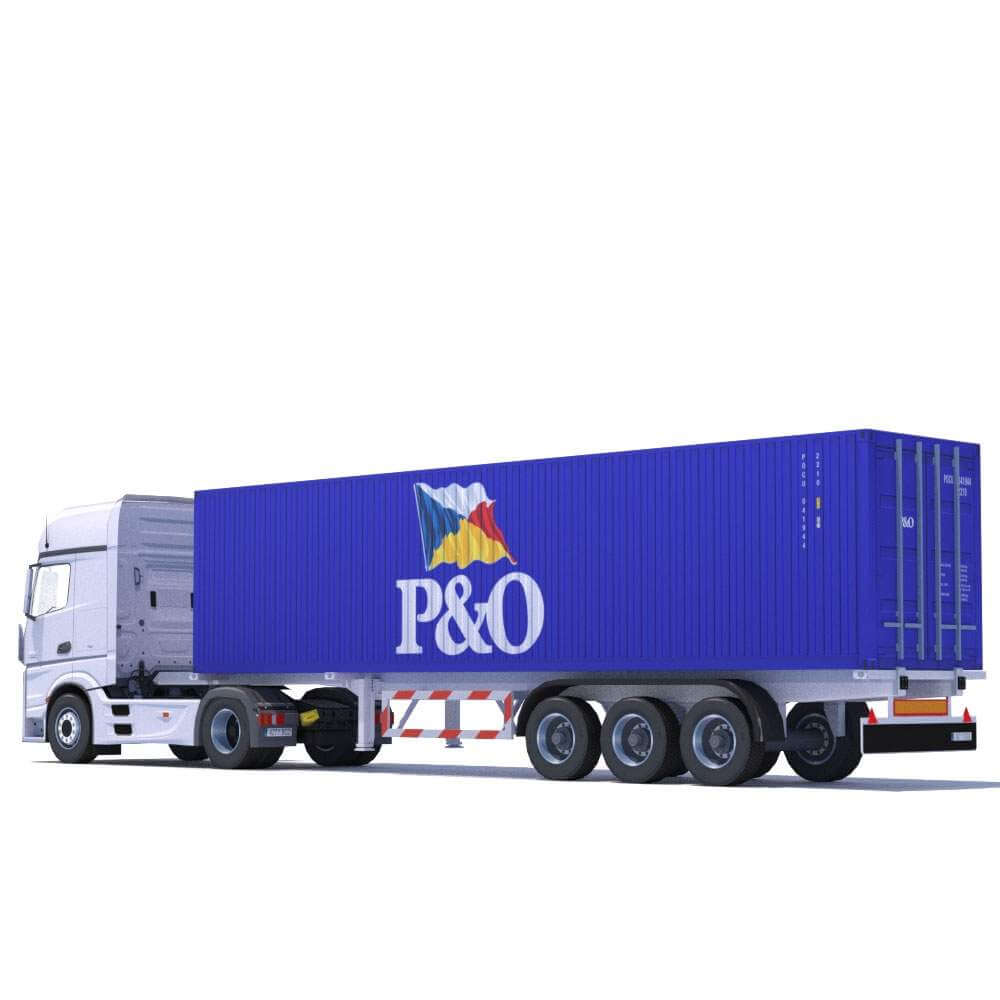 Actros MP4 with 10 Containers - 3D Model by ArqArt
