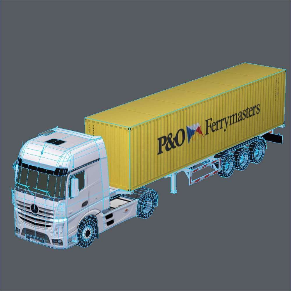 Actros MP4 with 10 Containers - 3D Model by ArqArt