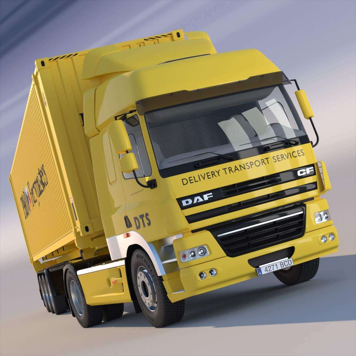 DAF CF85 with Semitruck and ISO 45ft Container - 3D Model by ArqArt