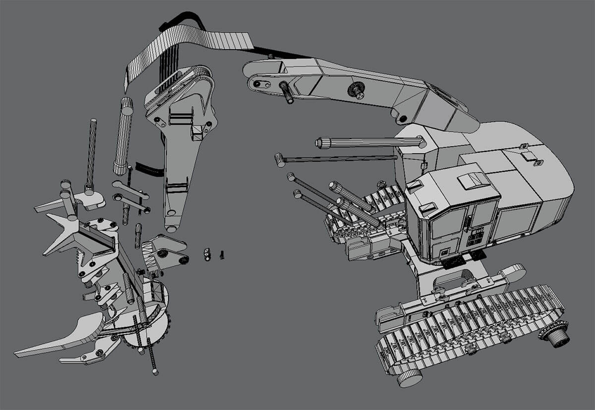 Tracked Feller Buncher CAT 551 - 3D Model by ArqArt