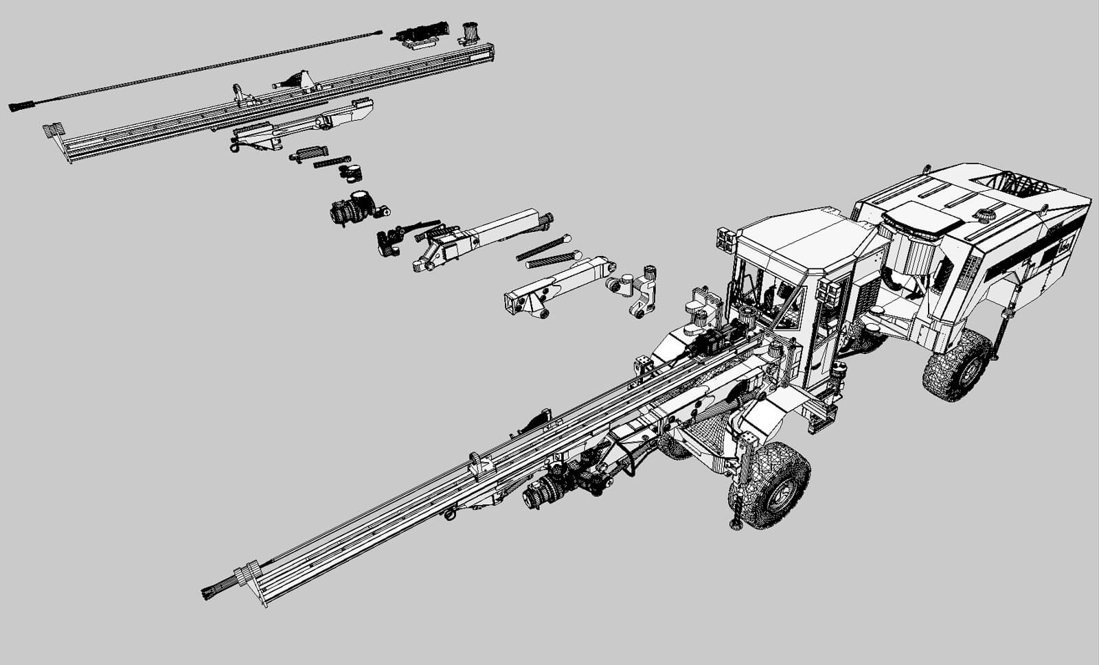 Two-Boom Drill Rig Sandvik DD421 3D Model by ArqArt