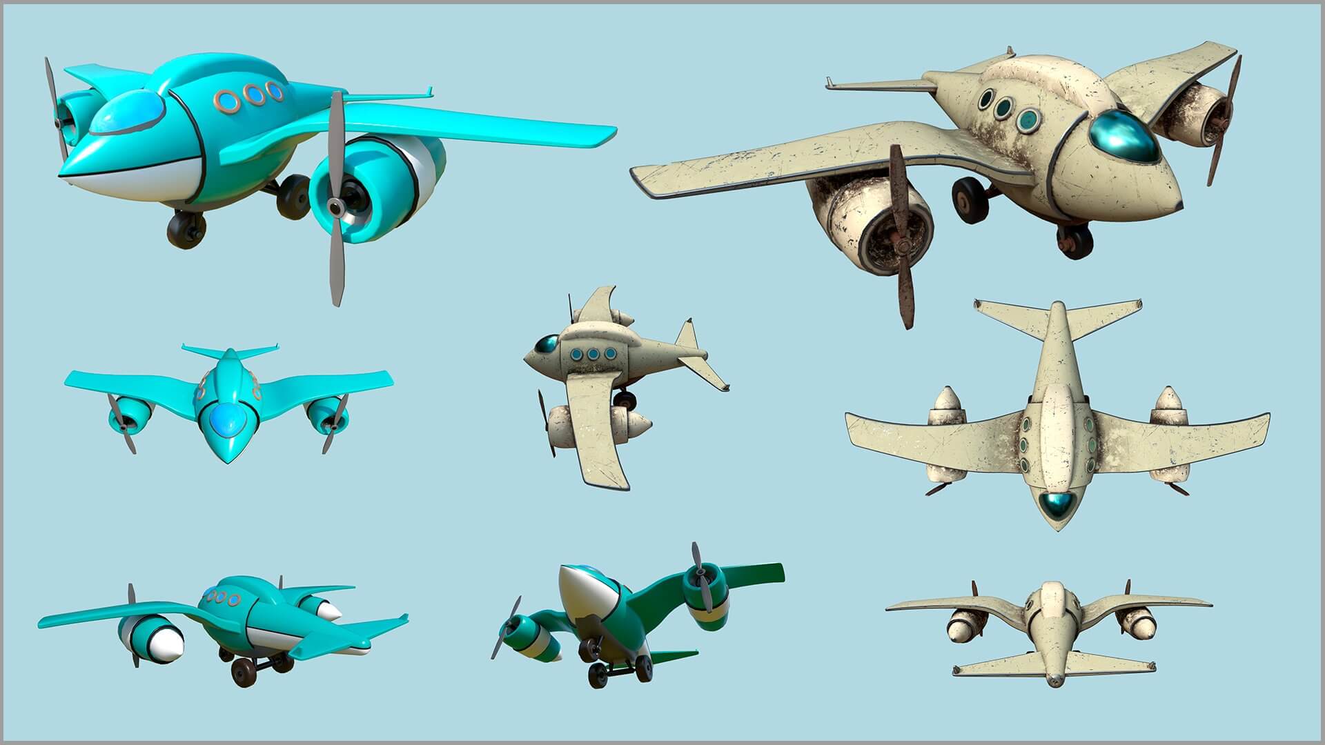 Fat Seagull Cartoony Stylized Plane - 3D Model by Art_Teeves