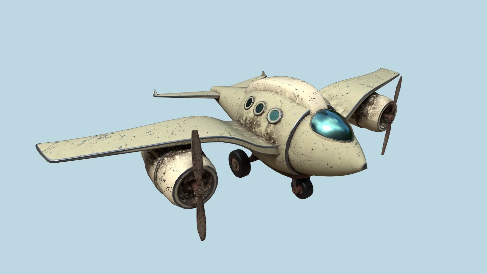 Fat Seagull Cartoony Stylized Plane - 3D Model by Art_Teeves