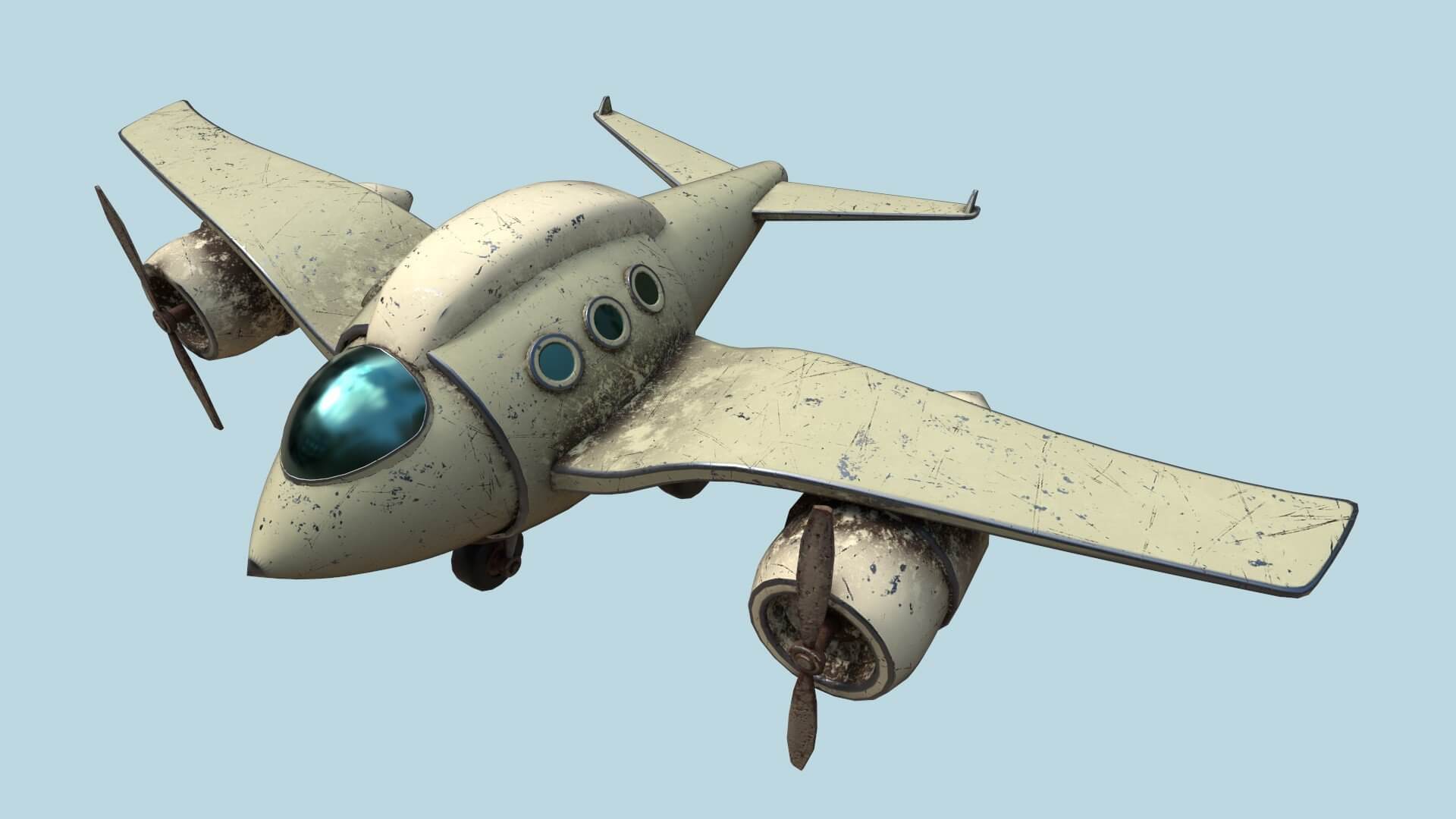 Fat Seagull Cartoony Stylized Plane - 3D Model by Art_Teeves