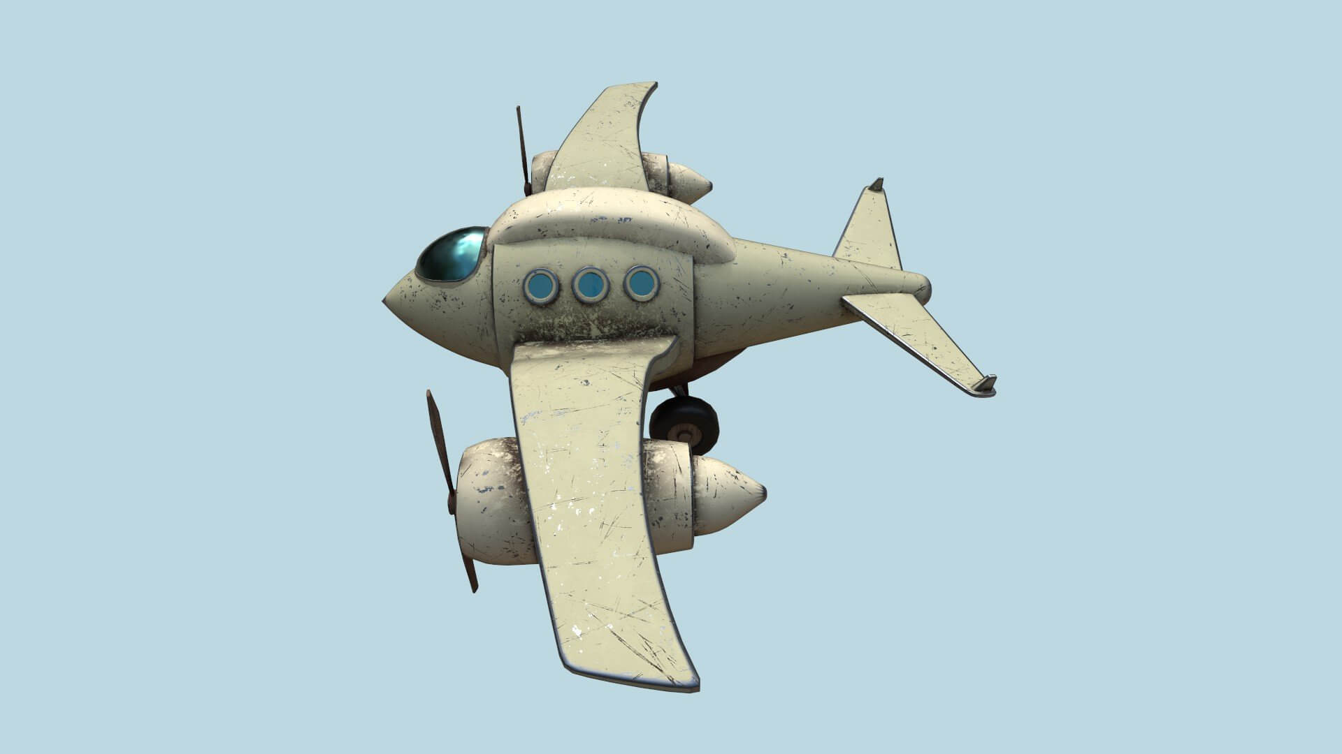 Fat Seagull Cartoony Stylized Plane - 3D Model by Art_Teeves