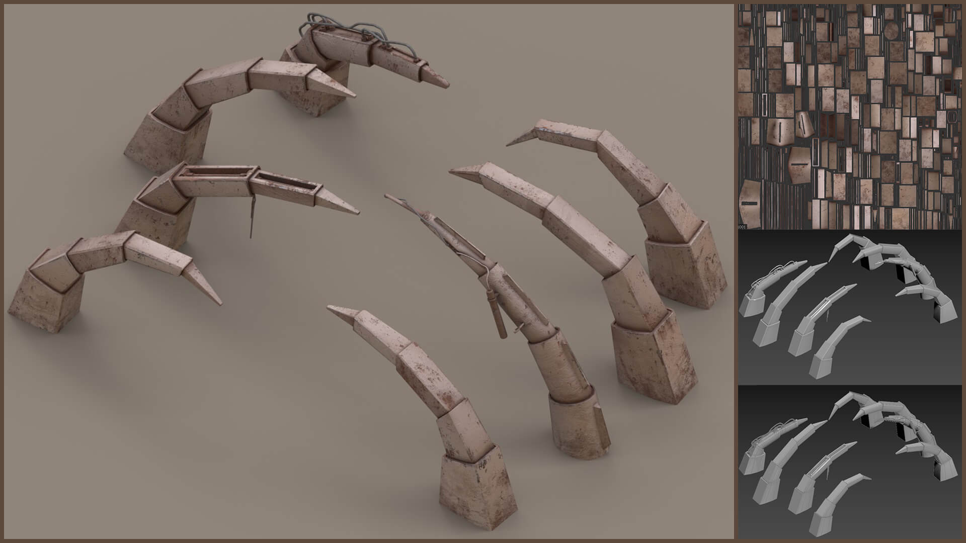 Post-Apocalypse Stylized Robot Rib Ruins 3D Model by Art_Teeves