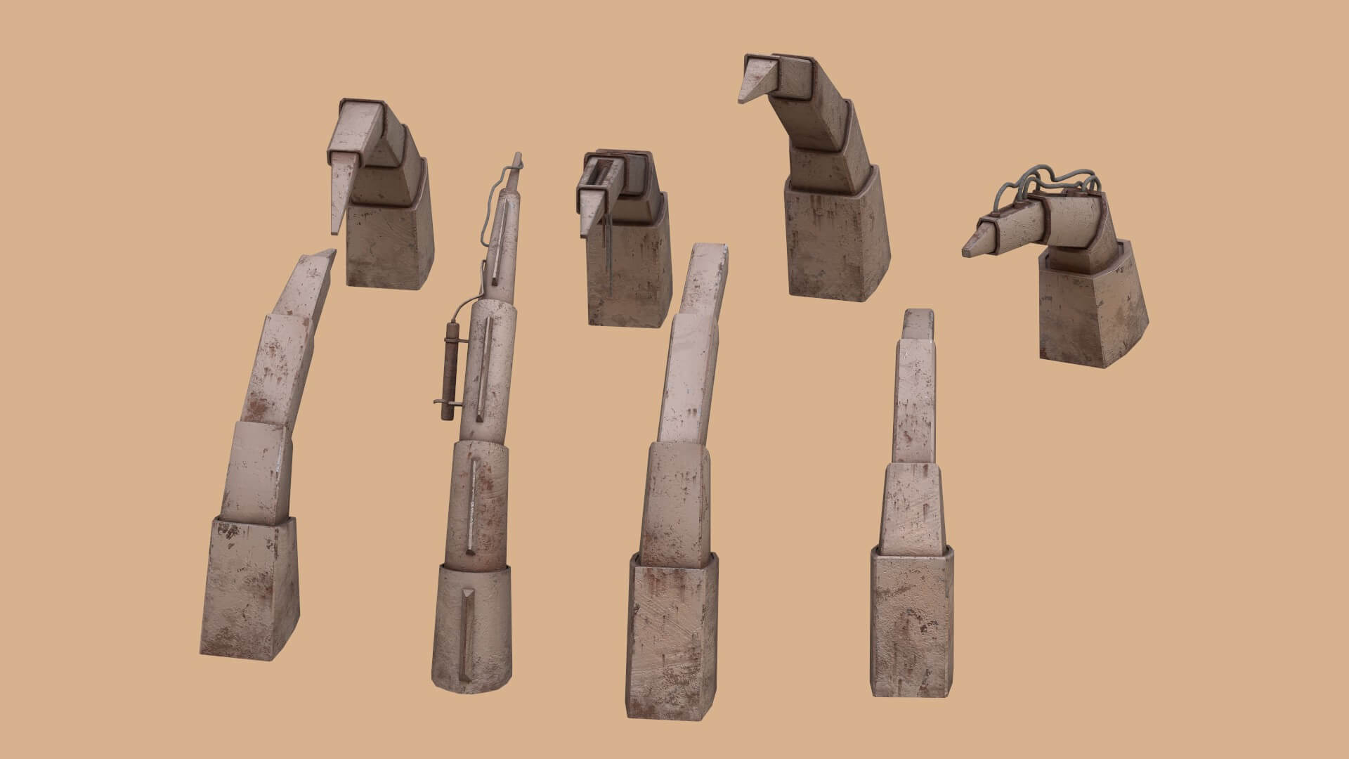 Post-Apocalypse Stylized Robot Rib Ruins 3D Model by Art_Teeves