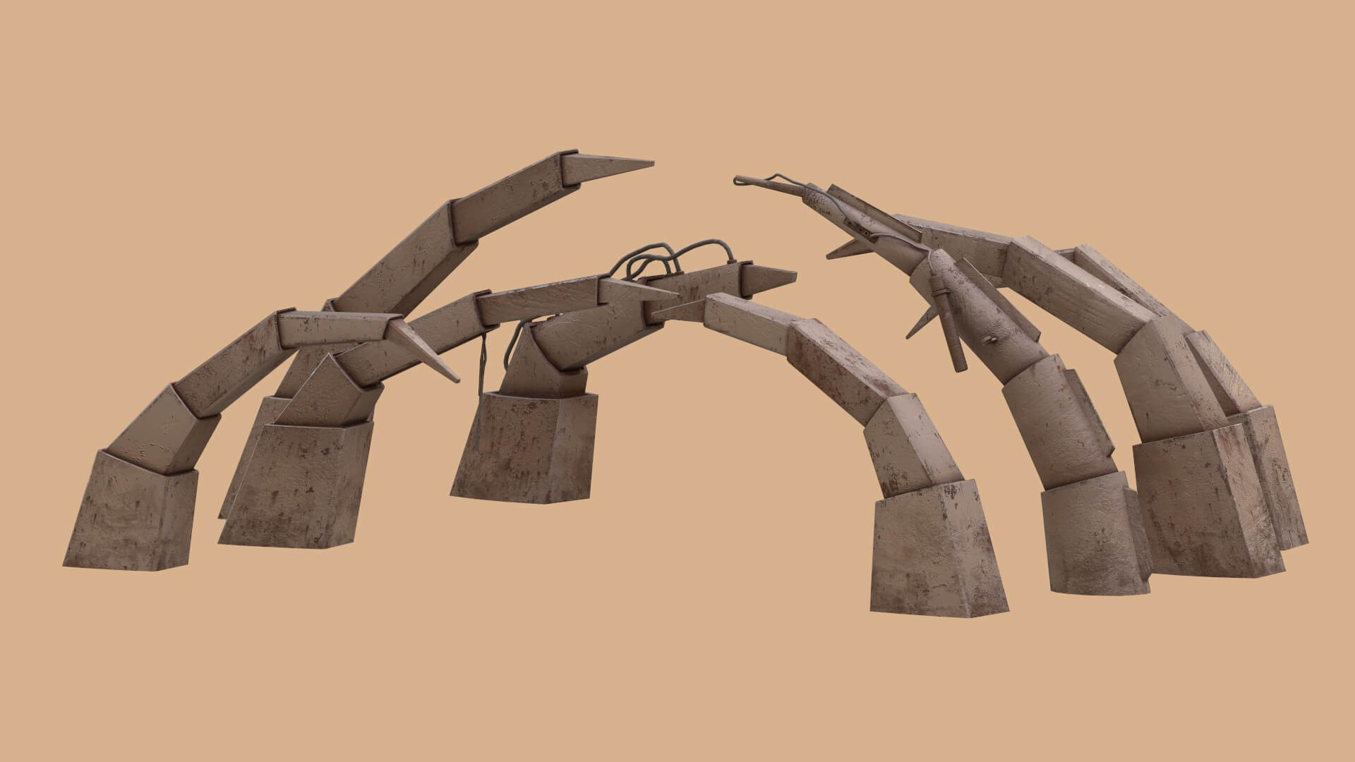 Post-Apocalypse Stylized Robot Rib Ruins 3D Model by Art_Teeves