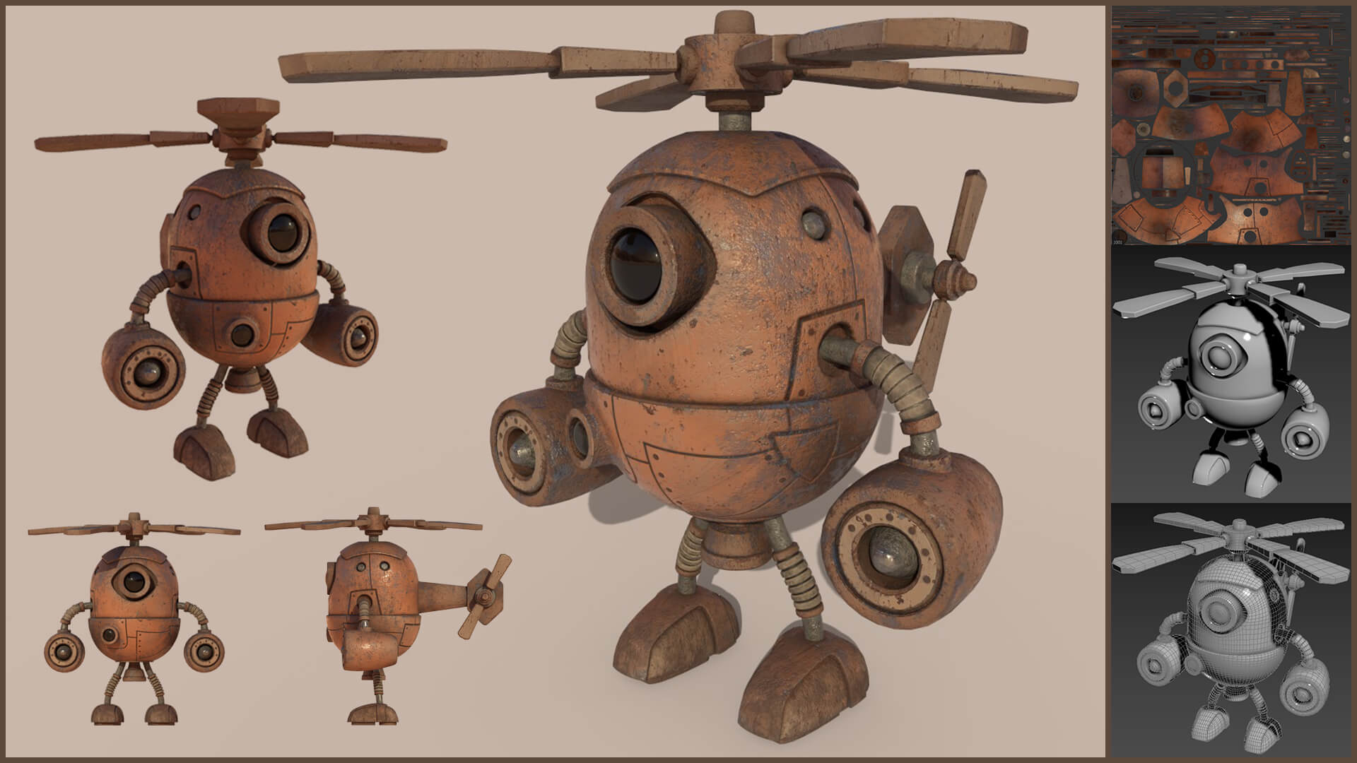 Retro Helibot - 3D Model by Art_Teeves