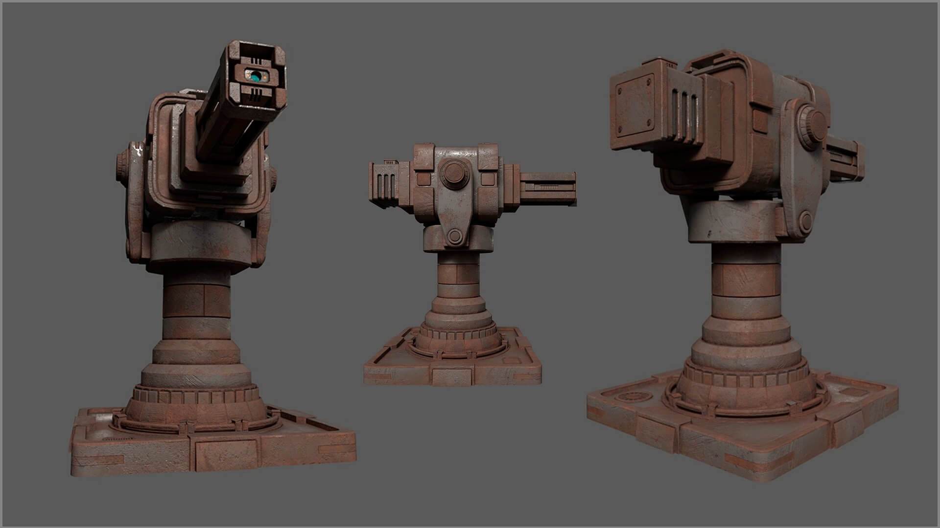 Rusty Retrofuturism Laser Turret - 3D Model by Art_Teeves