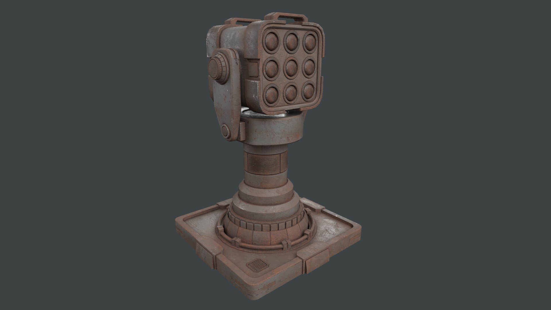 Simple 3x3 Rusty Missile Turret - 3D Model by Art_Teeves