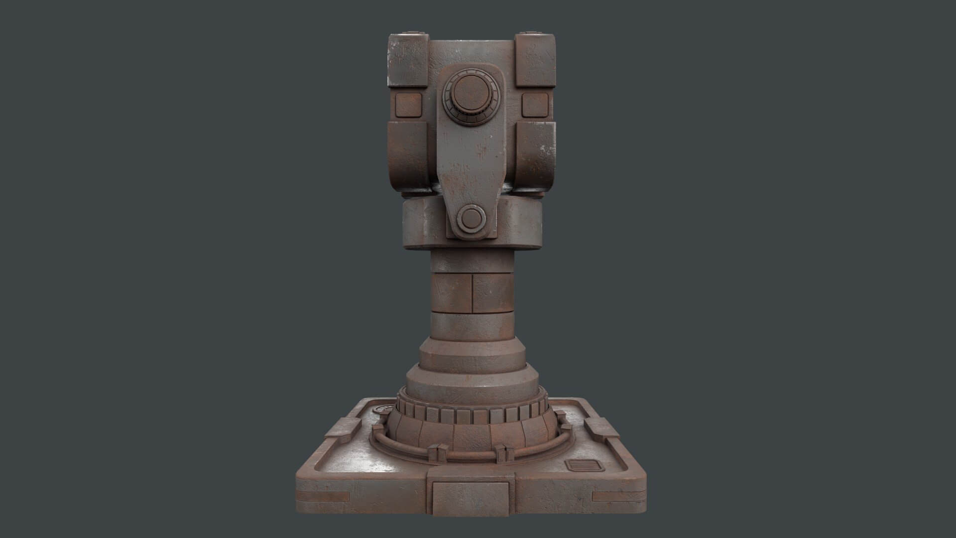 Simple 3x3 Rusty Missile Turret - 3D Model by Art_Teeves