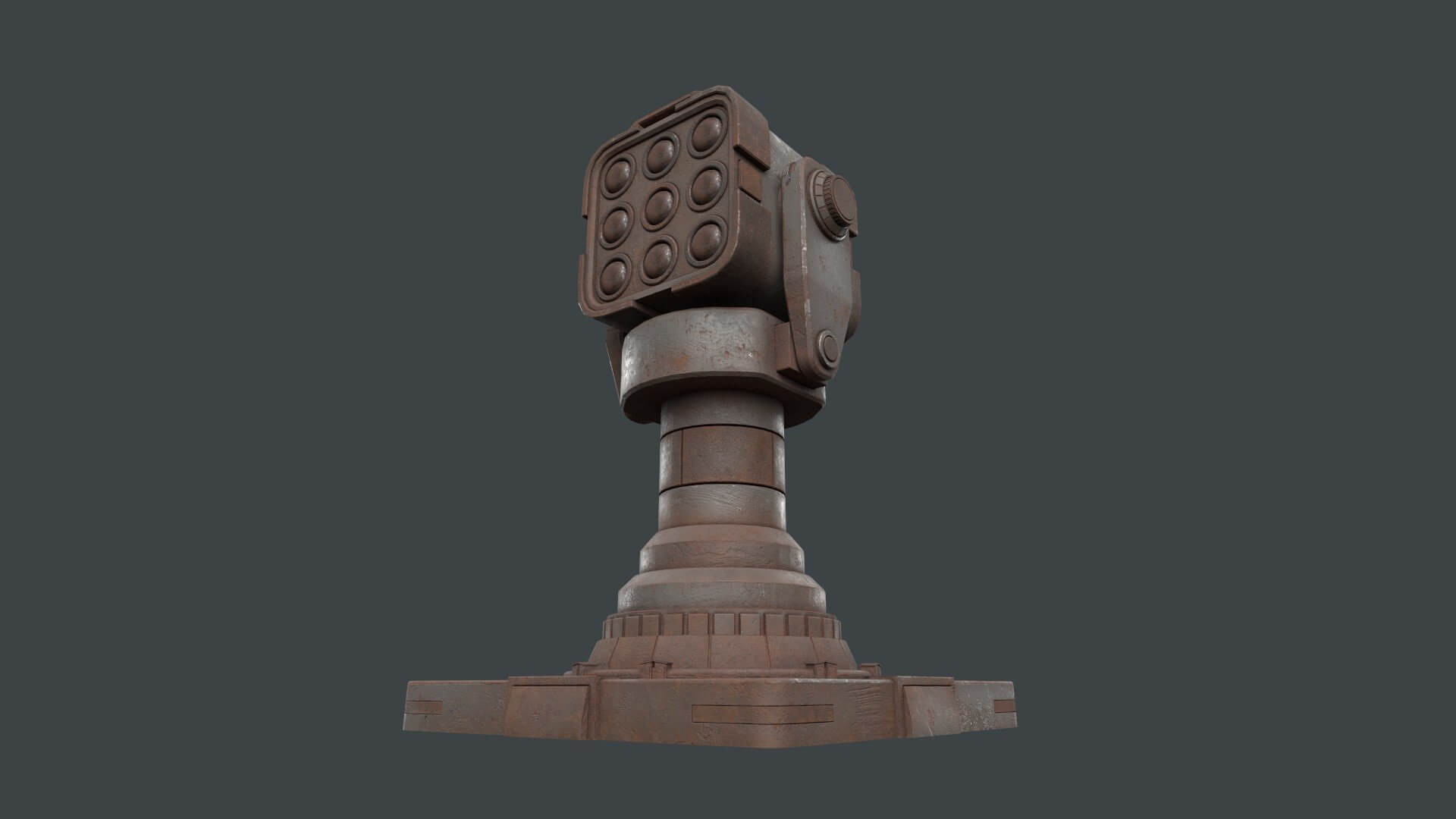 Simple 3x3 Rusty Missile Turret - 3D Model by Art_Teeves