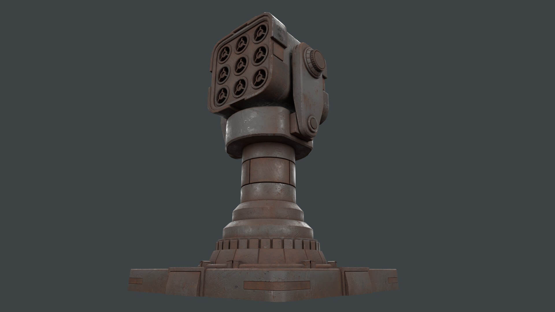 Simple 3x3 Rusty Missile Turret - 3D Model by Art_Teeves
