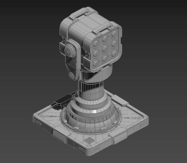 Simple 3x3 Rusty Missile Turret - 3D Model by Art_Teeves