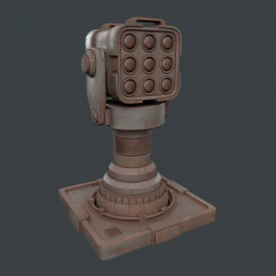 Simple 3x3 Rusty Missile Turret - 3D Model by Art_Teeves