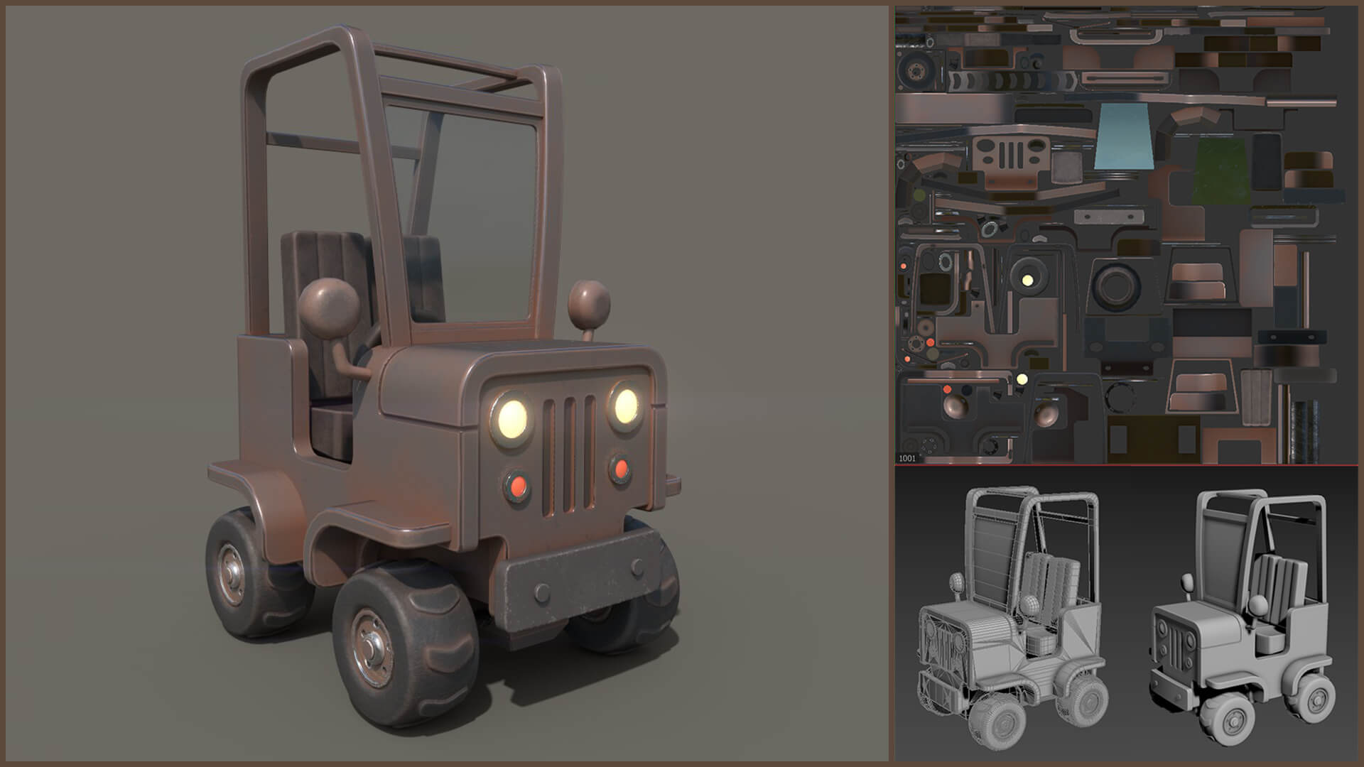 Simple Cartoony Jeep - 3D Model by Art_Teeves
