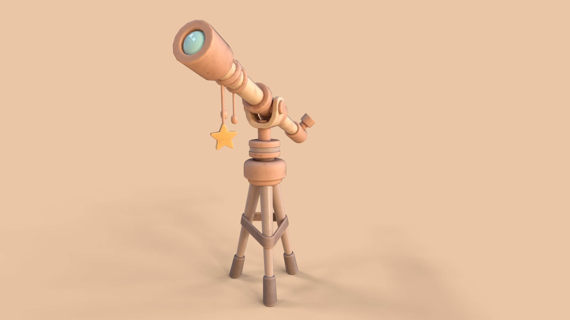 Simple Stylized Cartoony Telescope - 3D Model by Art_Teeves