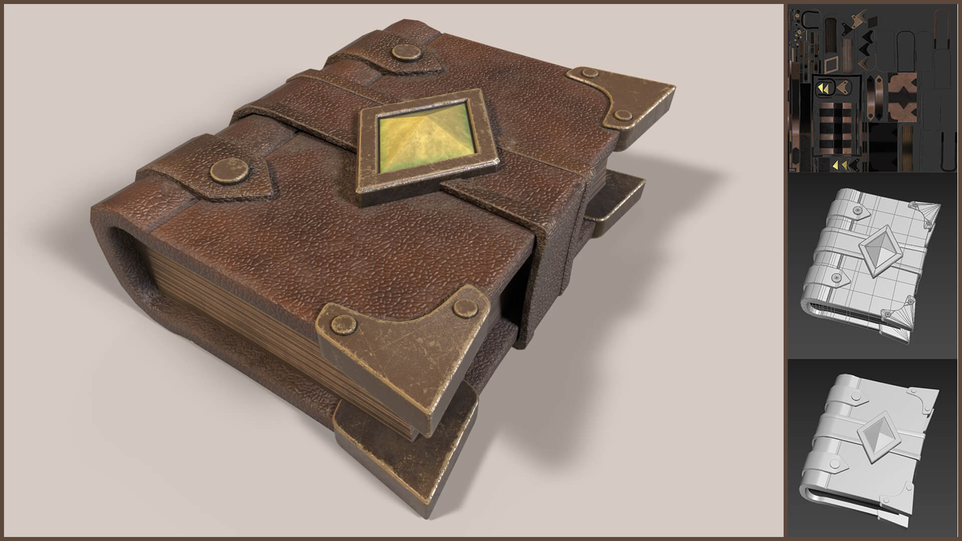 Spellbook With Magic Crystal - 3D Model by Art_Teeves