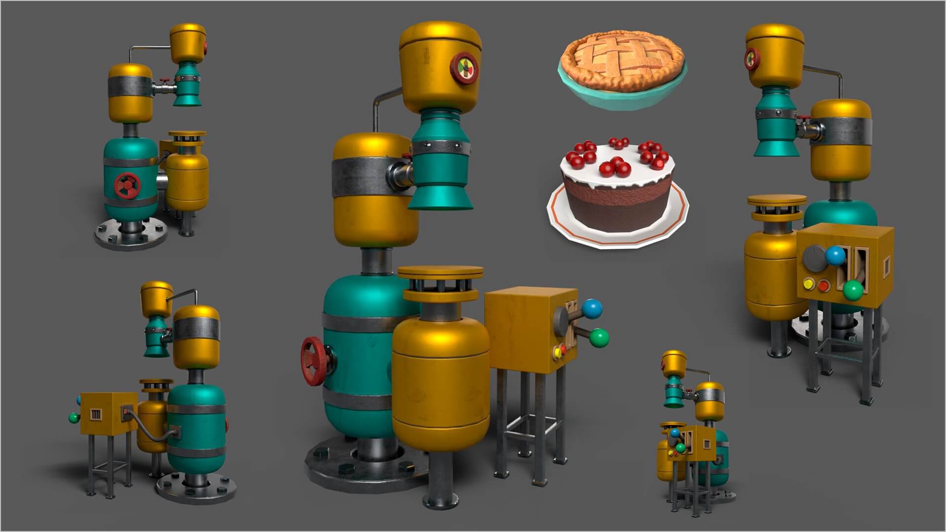 Stylized Cartoony Cake-o-Matic Device - 3D Model by Art_Teeves