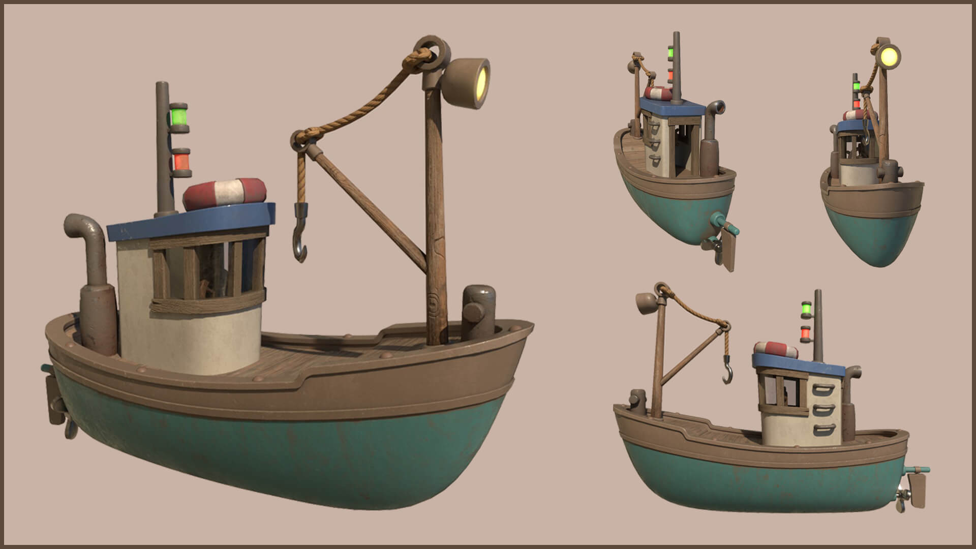 Stylized Cartoony Fishing Boat - 3D Model by Art_Teeves