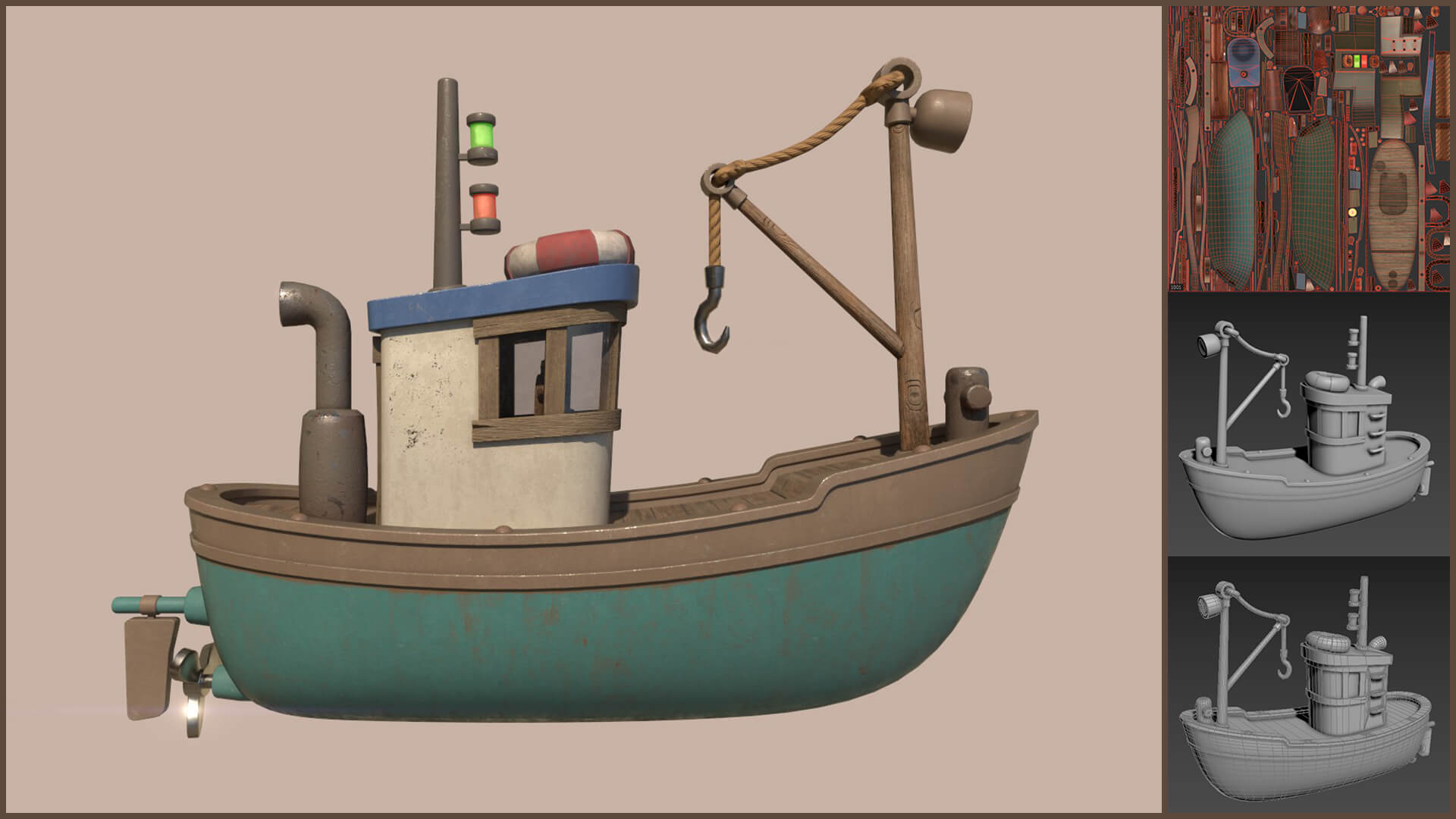 Stylized Cartoony Fishing Boat - 3D Model by Art_Teeves