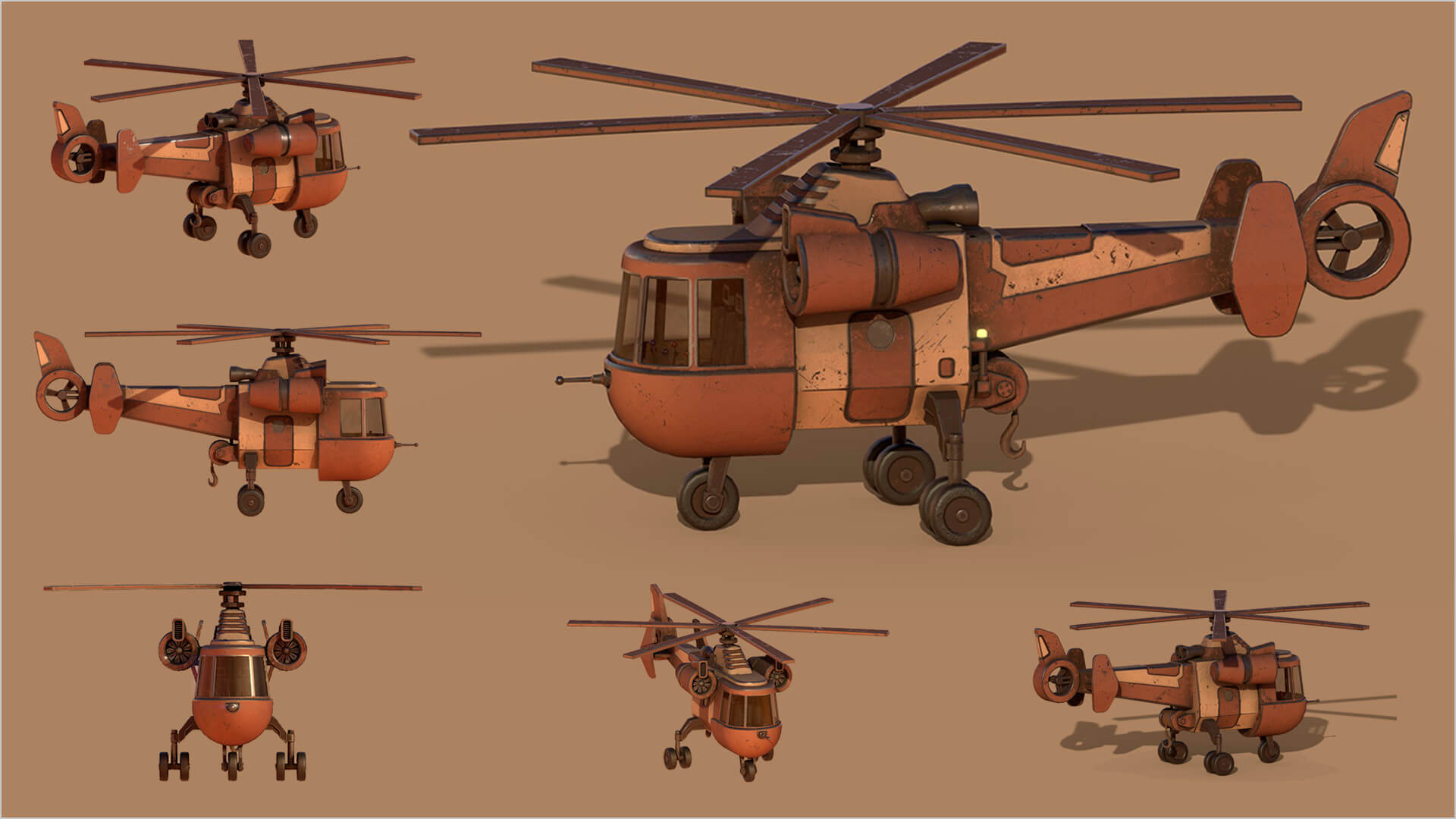 Stylized Cartoony Helicopter - 3D Model by Art_Teeves
