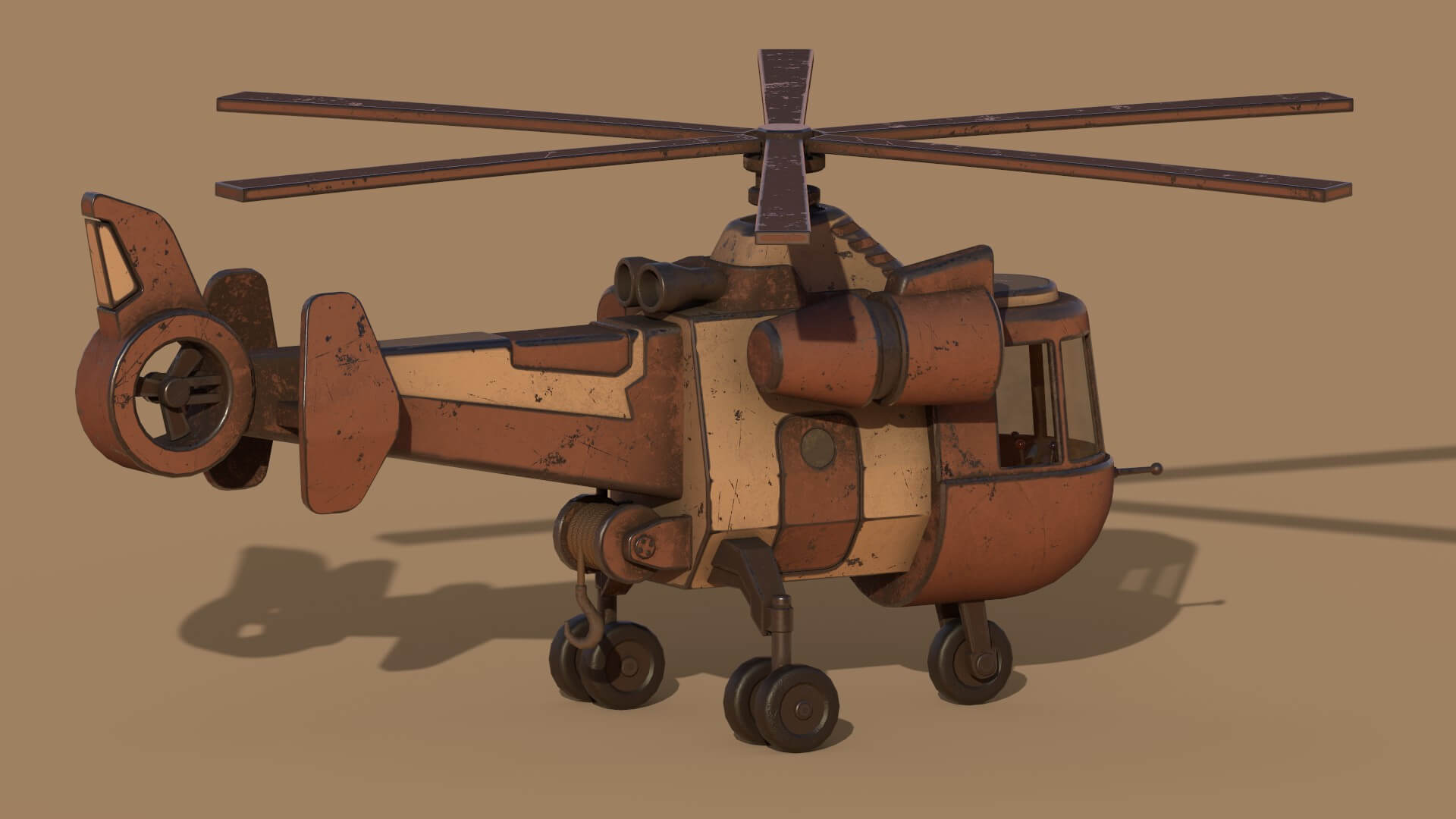 Stylized Cartoony Helicopter - 3D Model by Art_Teeves