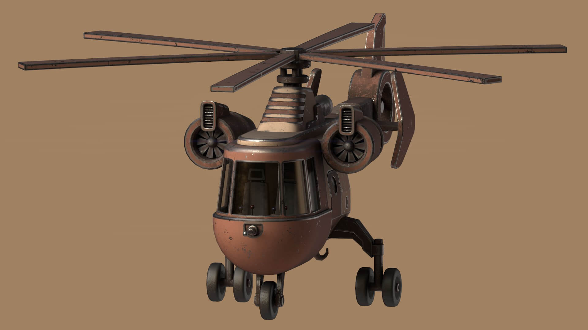 Stylized Cartoony Helicopter - 3D Model by Art_Teeves