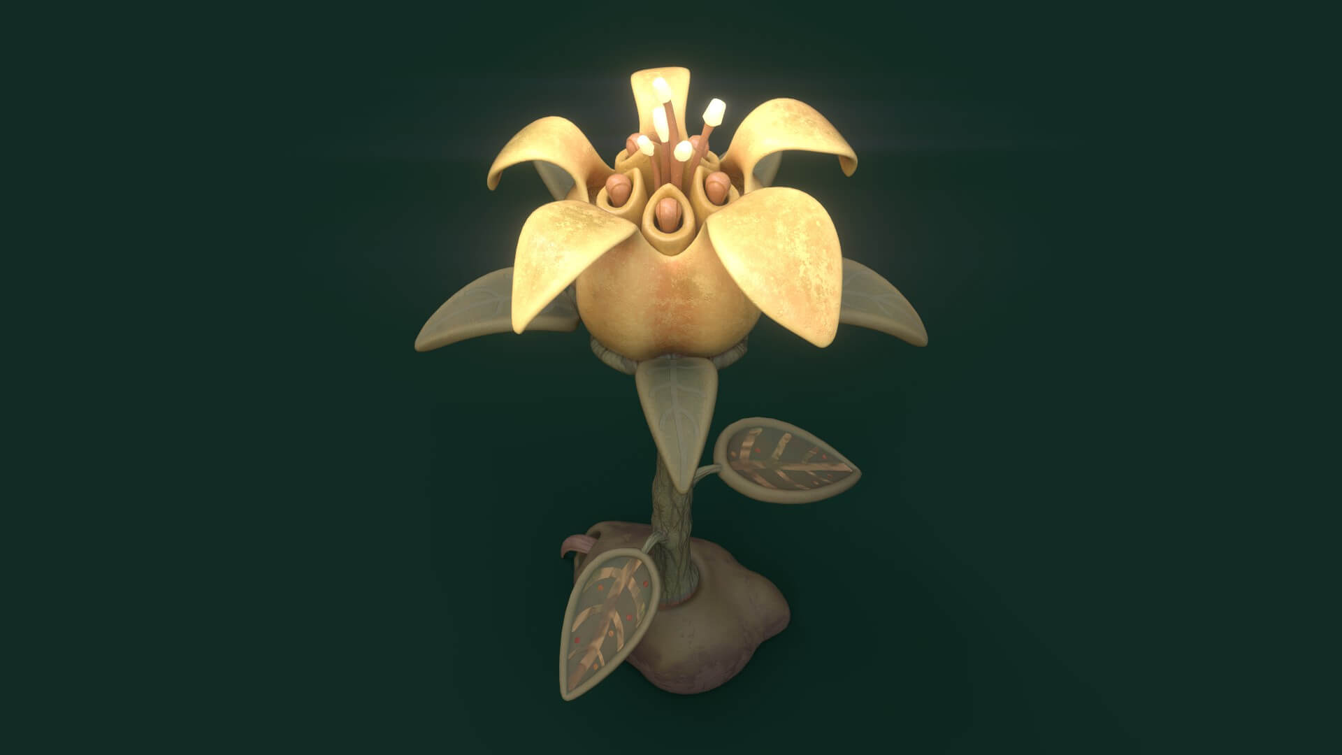 Stylized Fantasy Flower - 3D Model by Art_Teeves