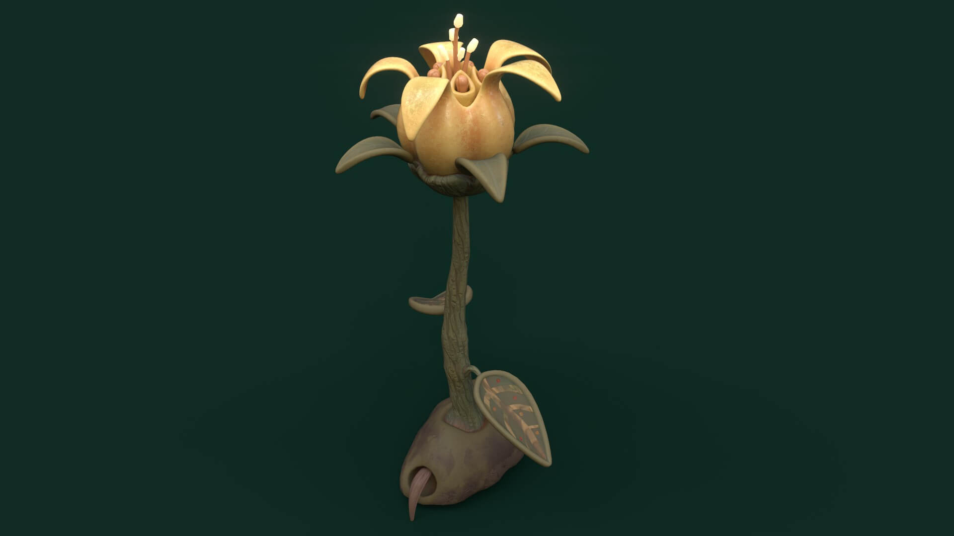 Stylized Fantasy Flower - 3D Model by Art_Teeves