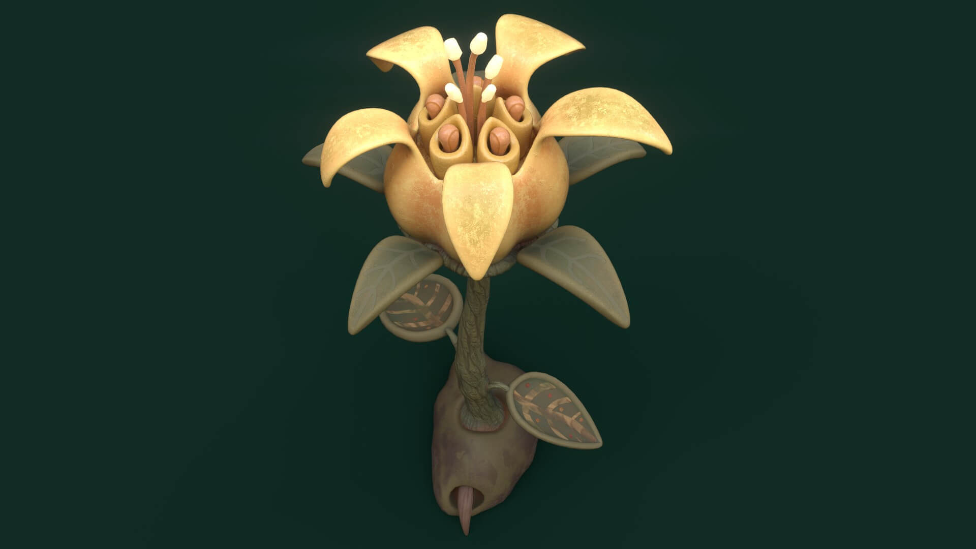 Stylized Fantasy Flower - 3D Model by Art_Teeves