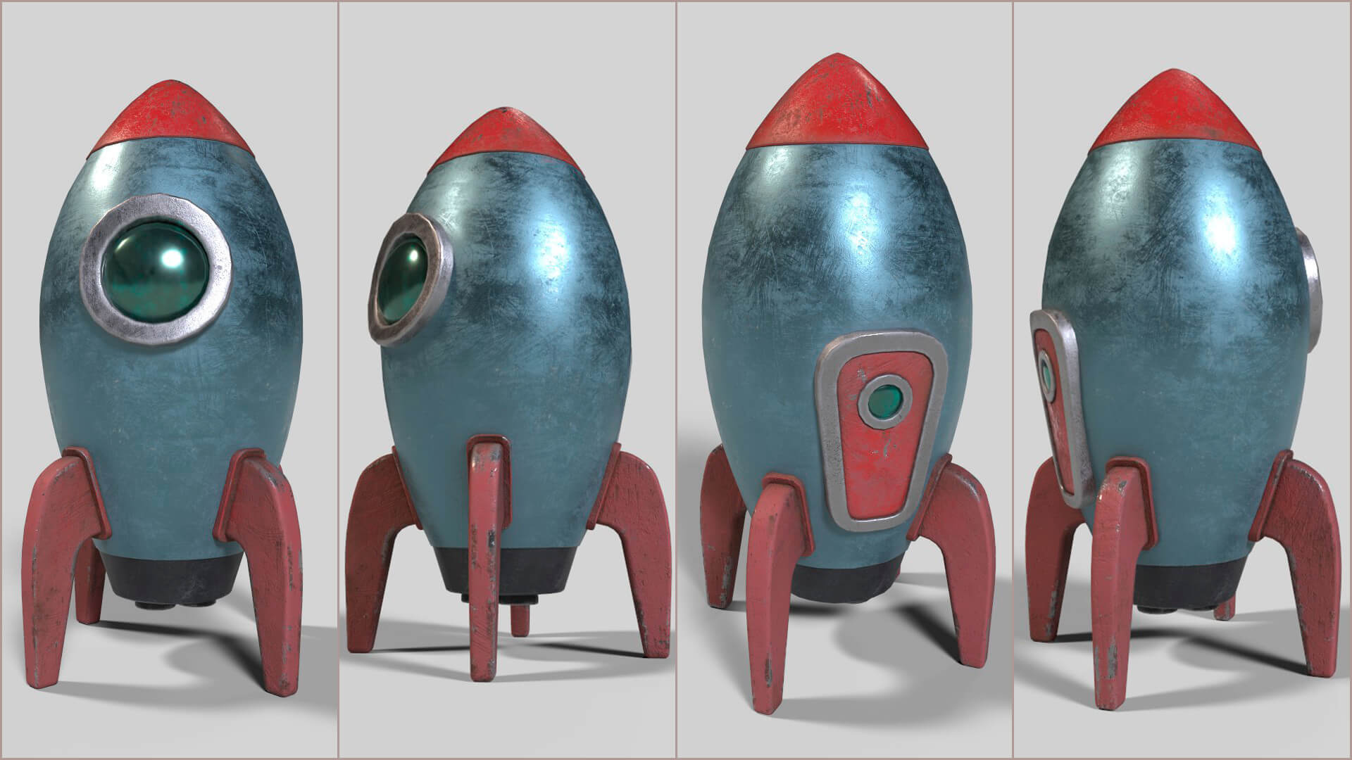 Stylized Retro Rocket - 3D Model by Art_Teeves