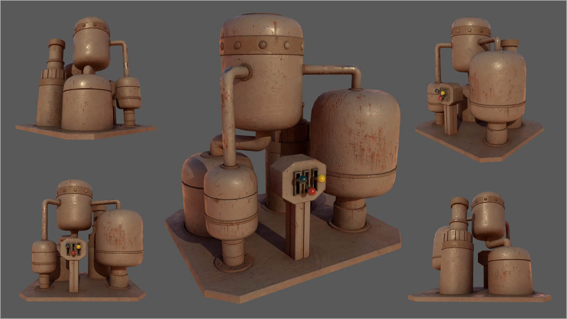 Stylized Retrofuturism Machinery - Tank System 3D Model by Art_Teeves