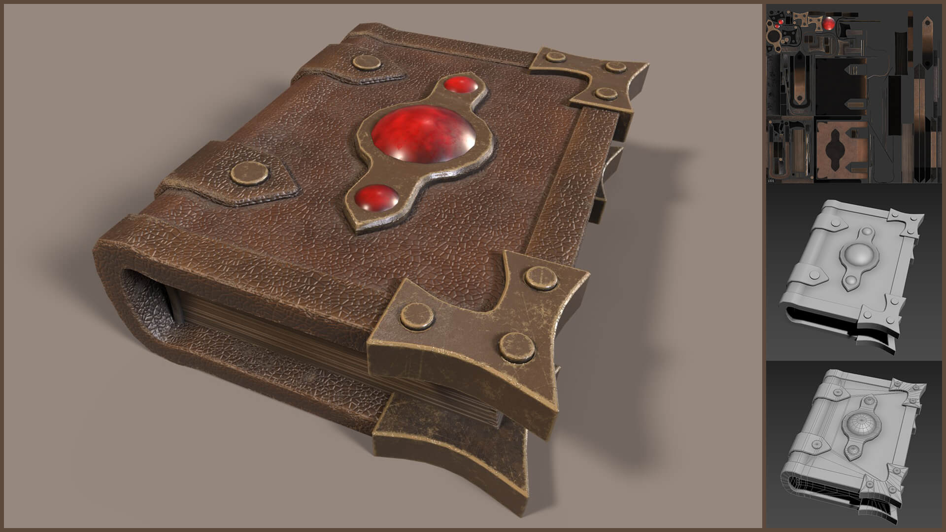 Stylized Spellbook With Ruby Planetoids - 3D Model by Art_Teeves