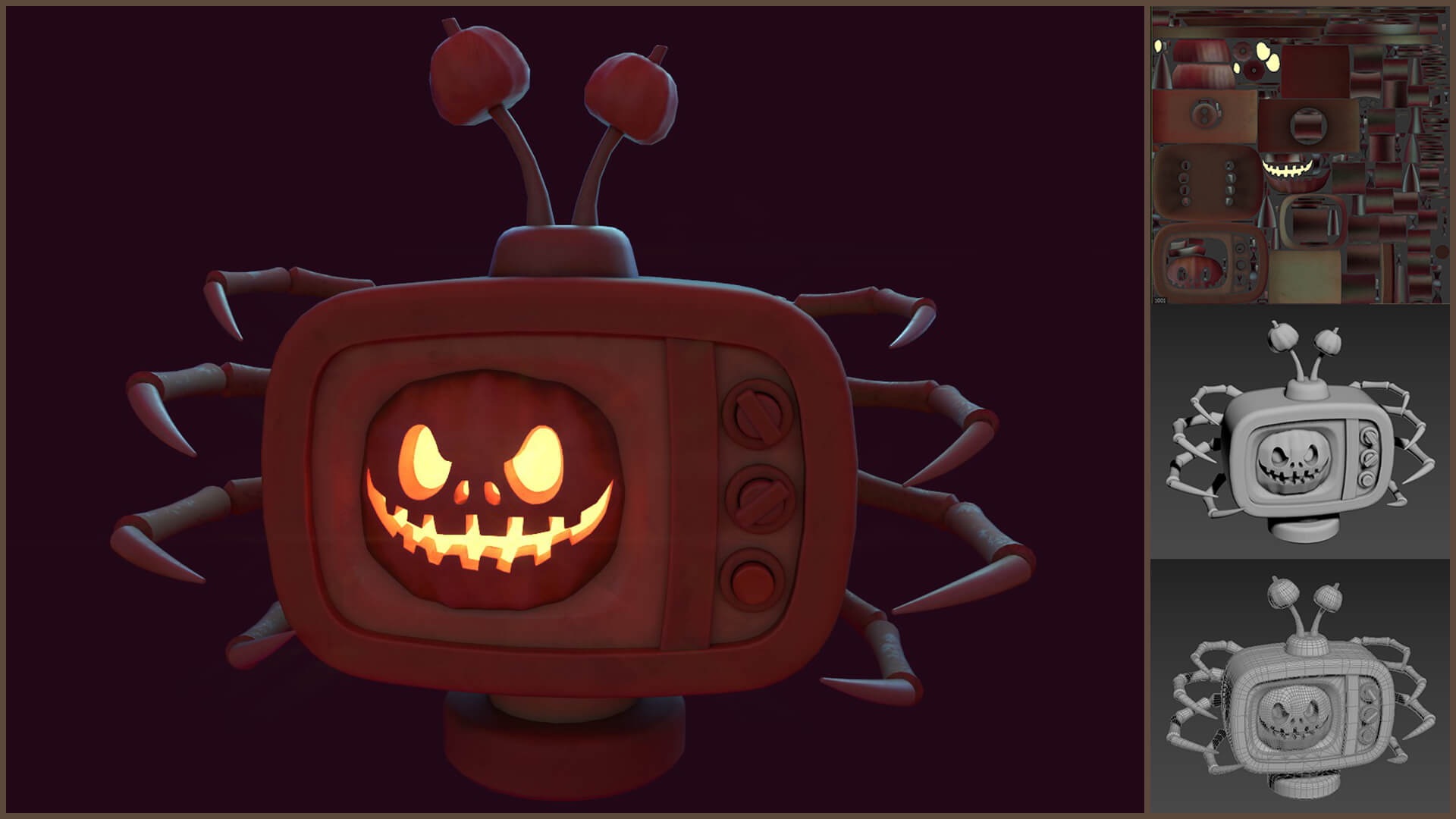 Stylized Spider Pumpkin TV - 3D Model by Art_Teeves
