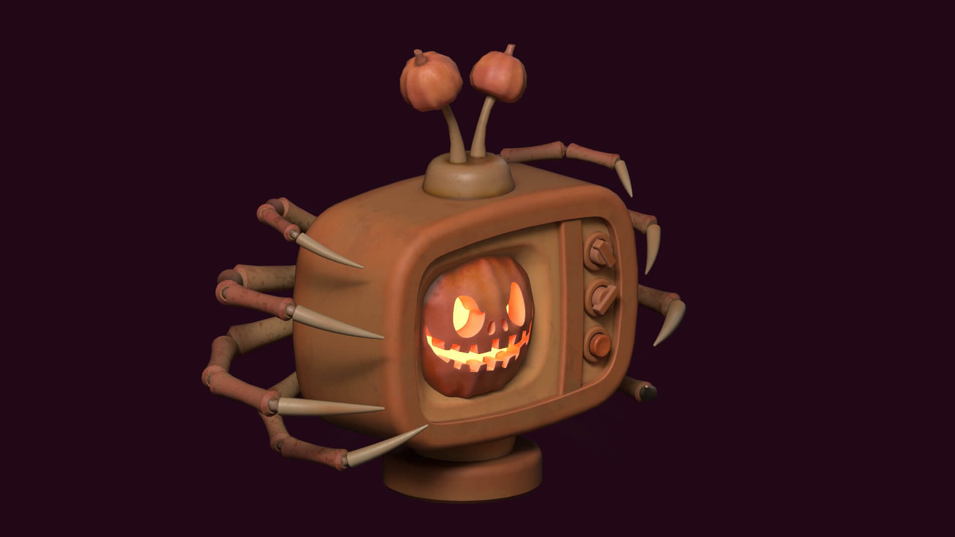 Stylized Spider Pumpkin TV - 3D Model by Art_Teeves