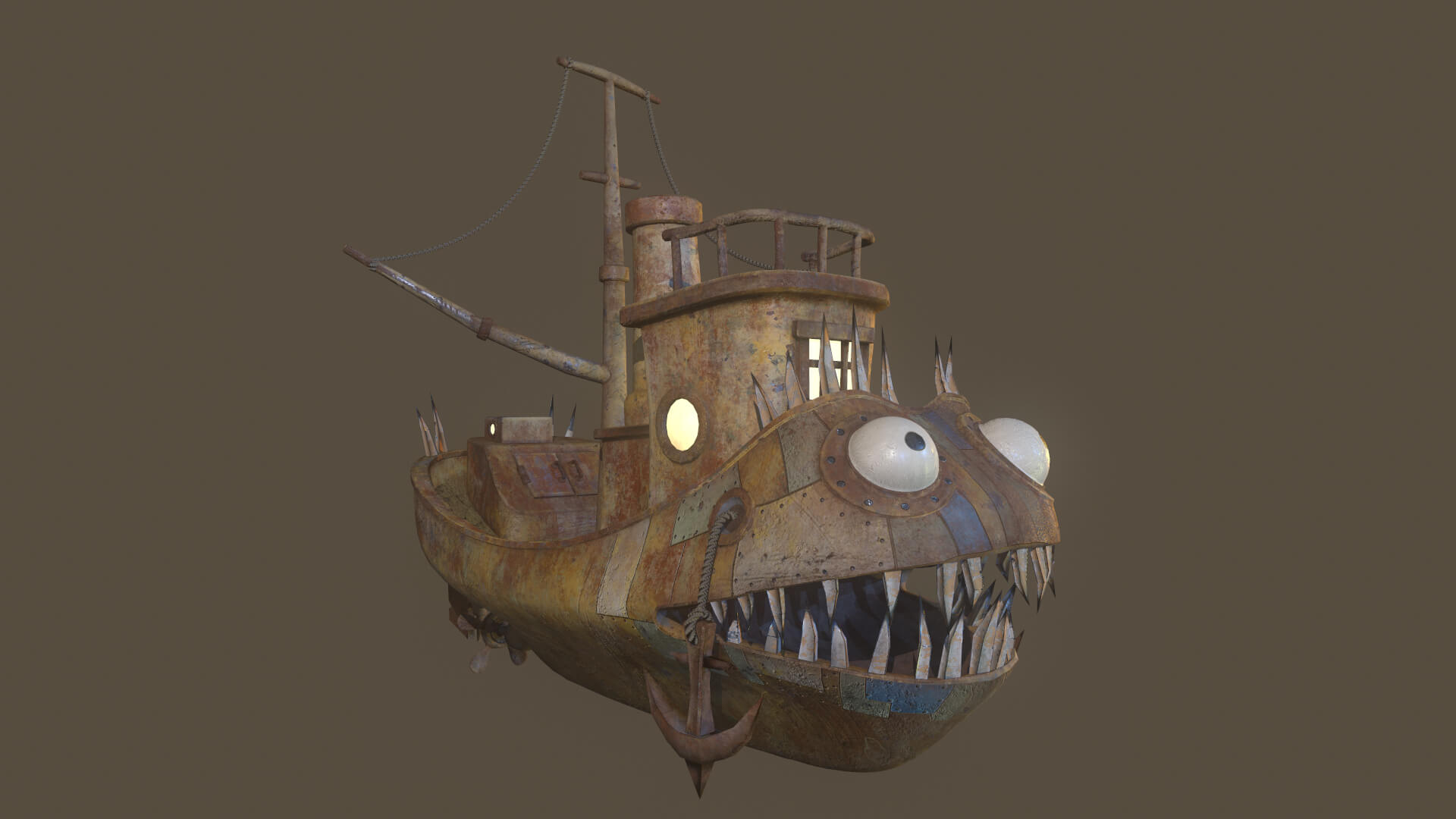 Stylized Spiked Fish Boat - 3D Model by Art_Teeves