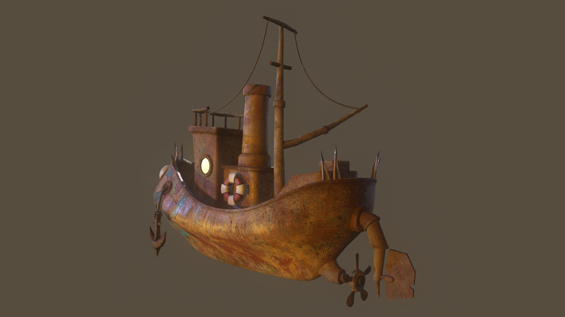 Stylized Spiked Fish Boat - 3D Model by Art_Teeves