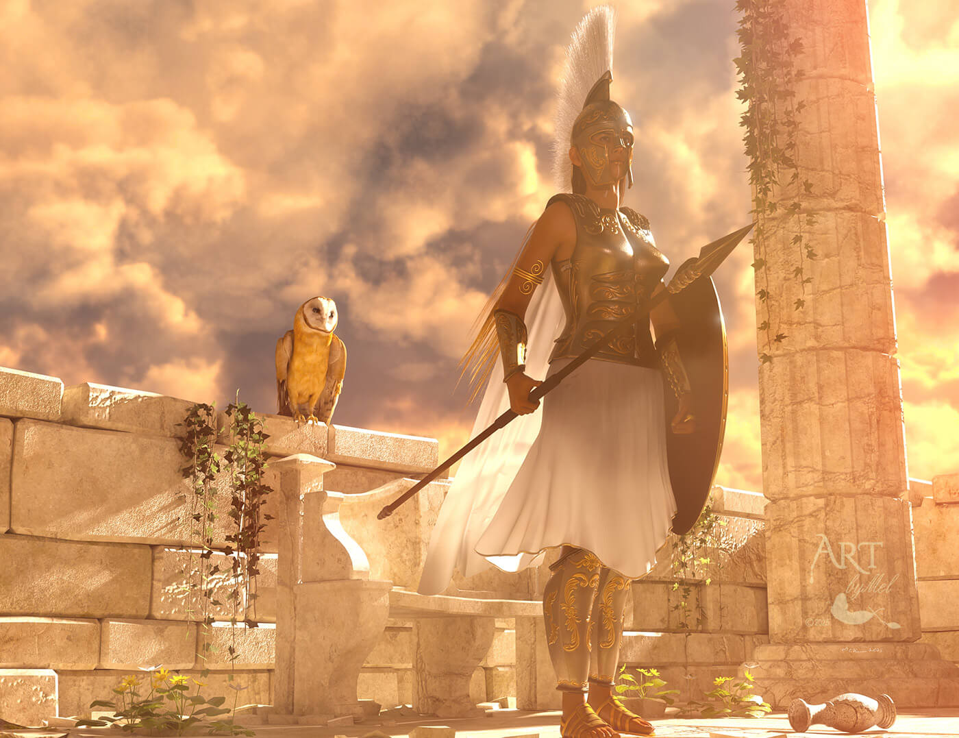 Athena 3D Render, Digital Art by ArtbyMel