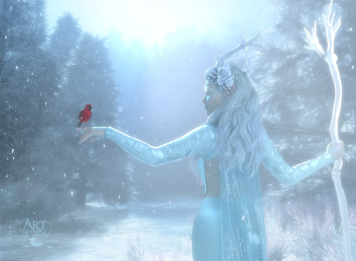 Goddess of Winter 3D Render, Digital Art by ArtbyMel