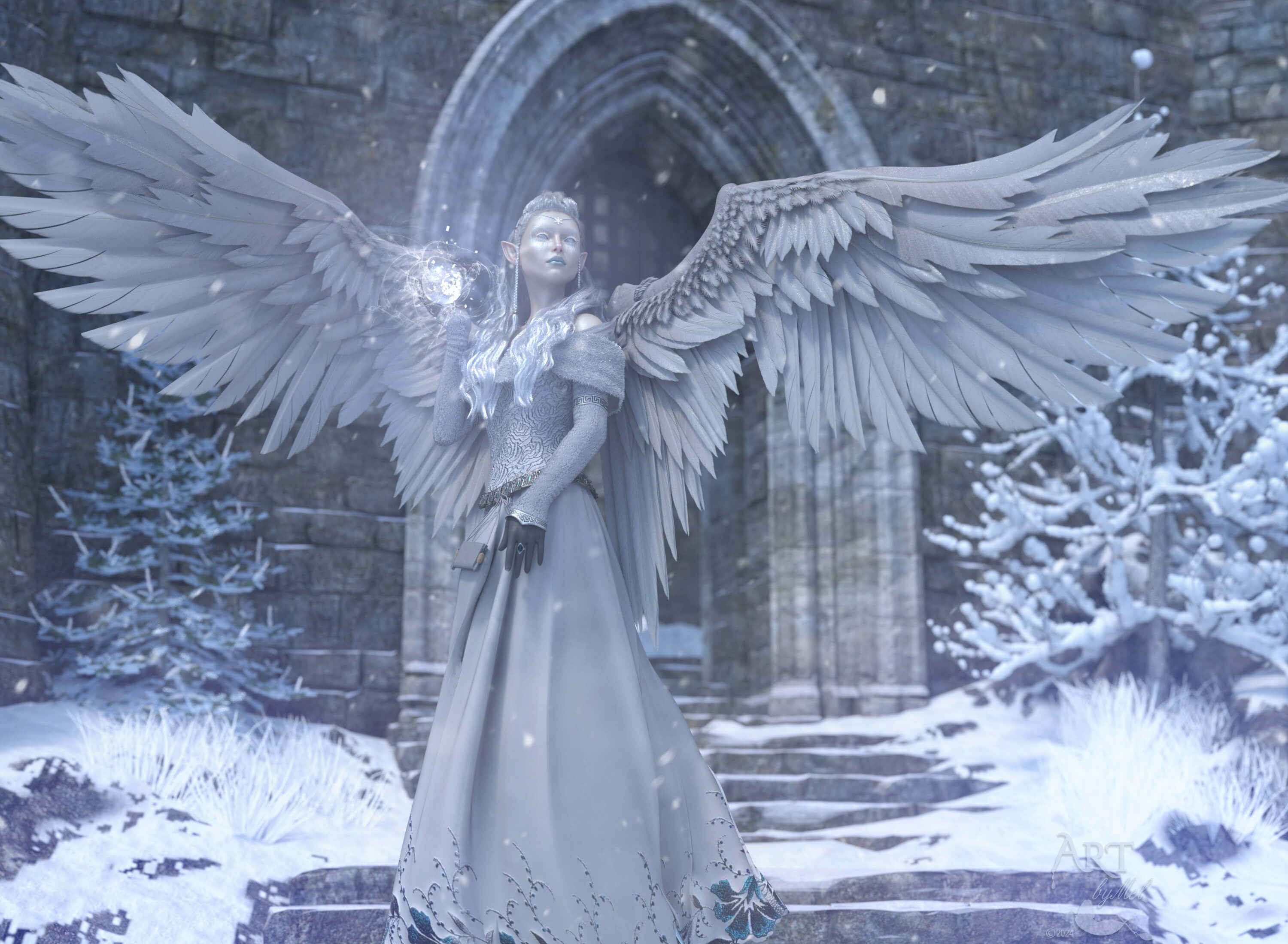 The White Raven of the Winter Kingdom 3D Render by ArtbyMel