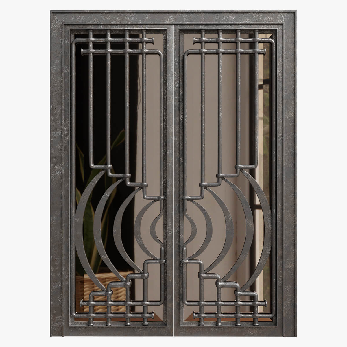 Antique Door With Wrought Iron Bars - 3D Model by Artdeco 3d