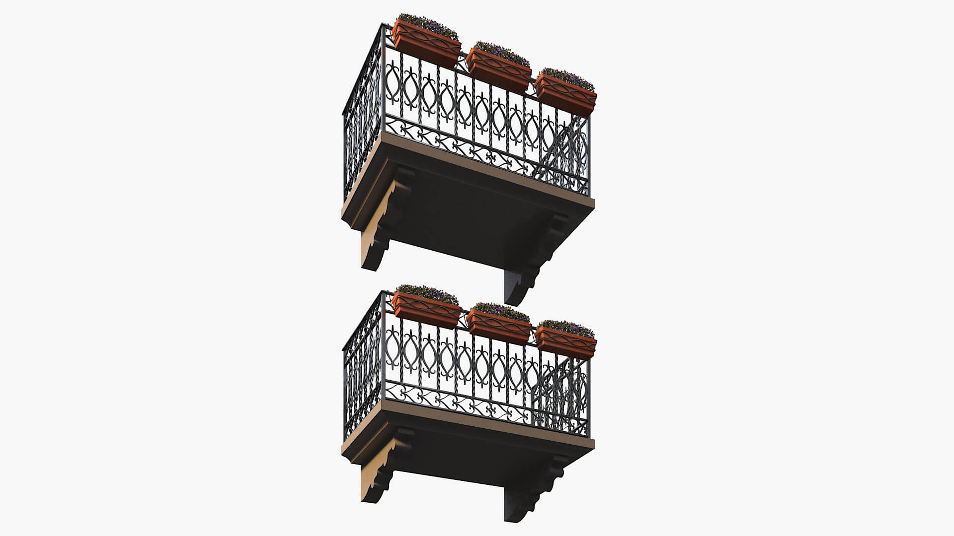 Balcony With Flowers - 3D Model by Artdeco 3d