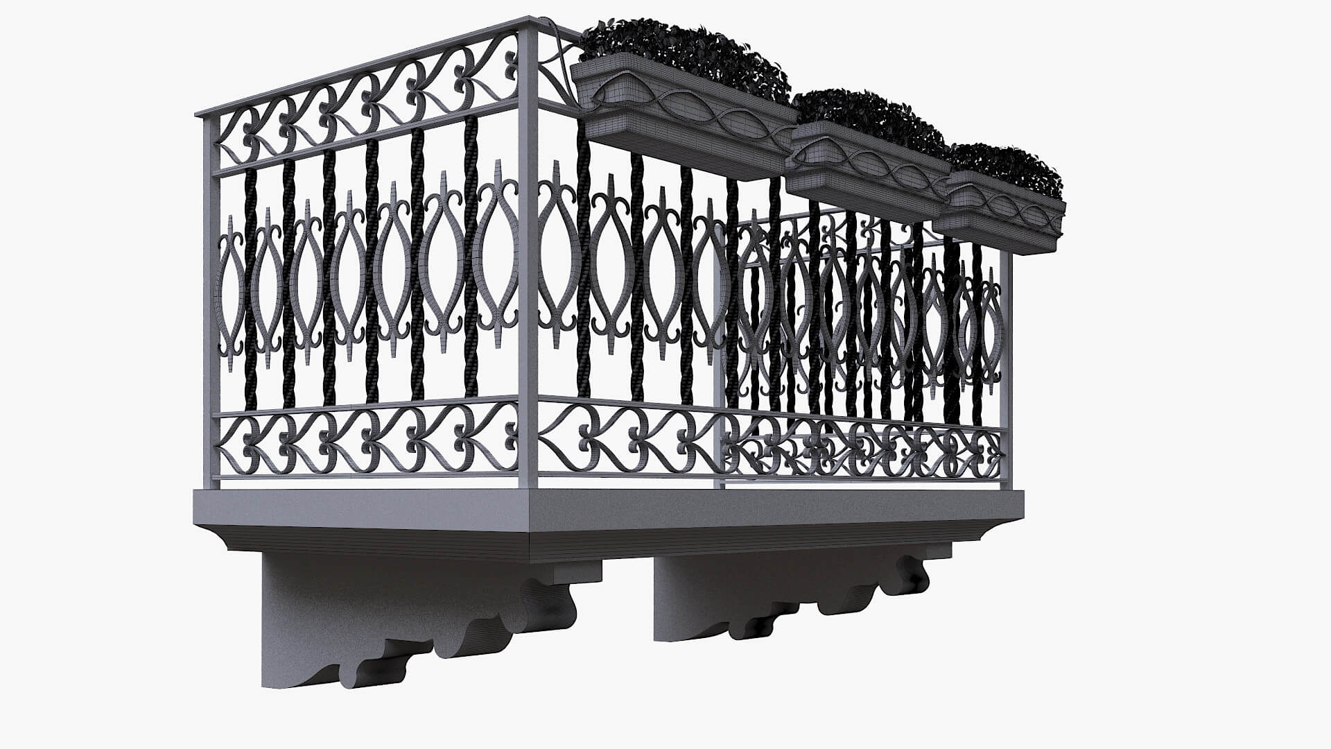 Balcony With Flowers - 3D Model by Artdeco 3d