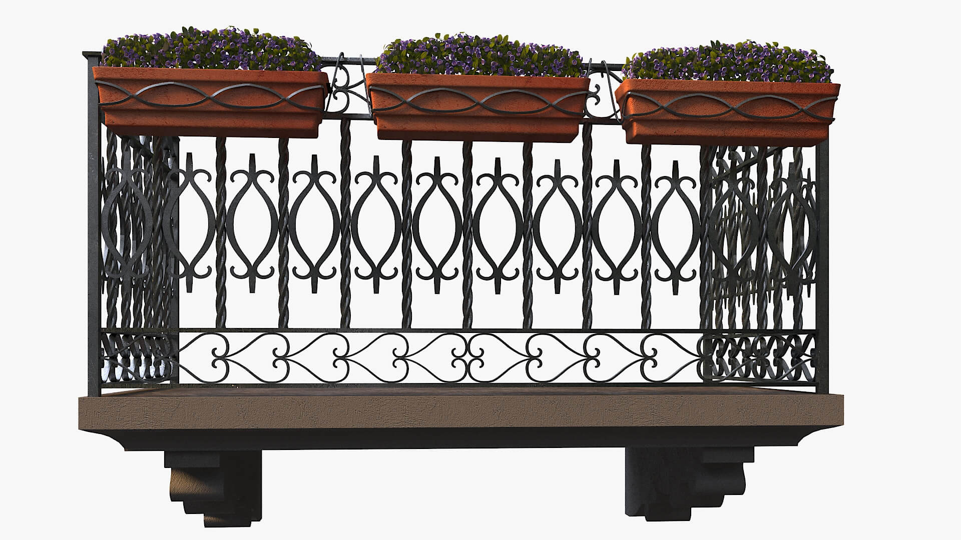 Balcony With Flowers - 3D Model by Artdeco 3d