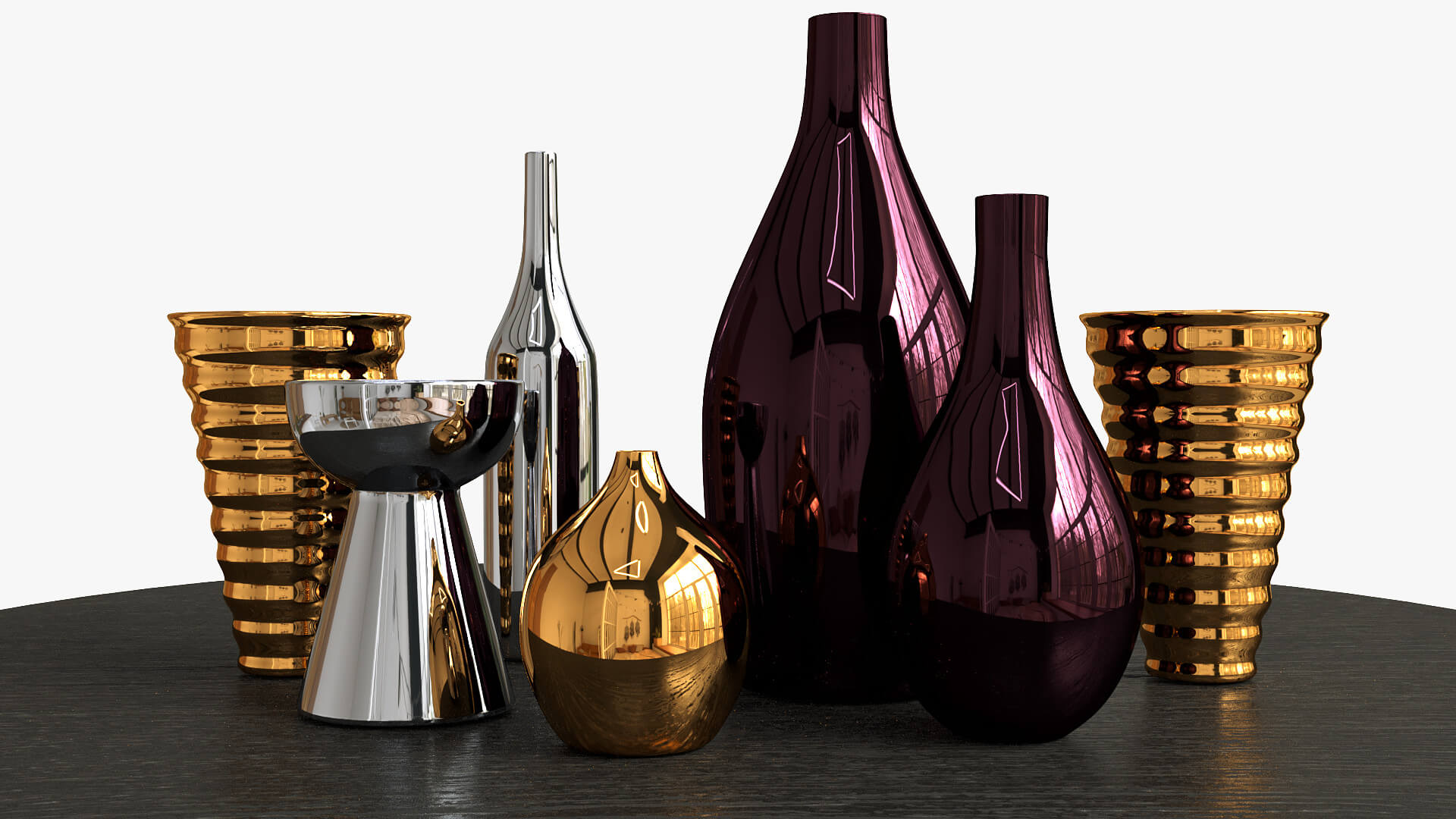 Collection of Modern Metal Vases - 3D Model by Artdeco 3d