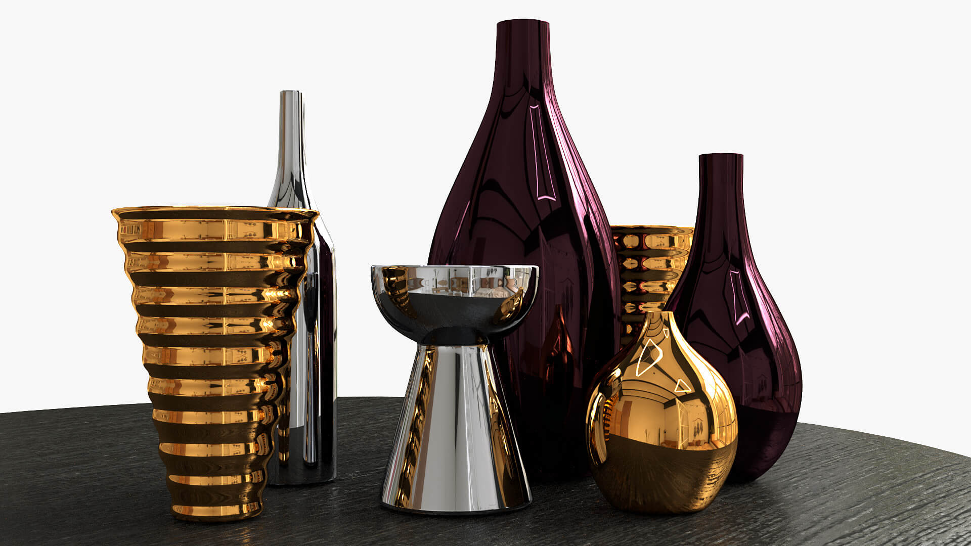 Collection of Modern Metal Vases - 3D Model by Artdeco 3d
