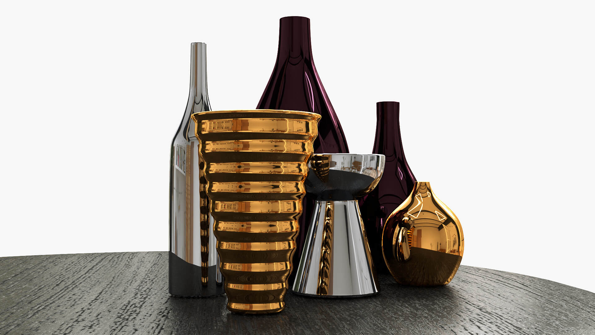 Collection of Modern Metal Vases - 3D Model by Artdeco 3d